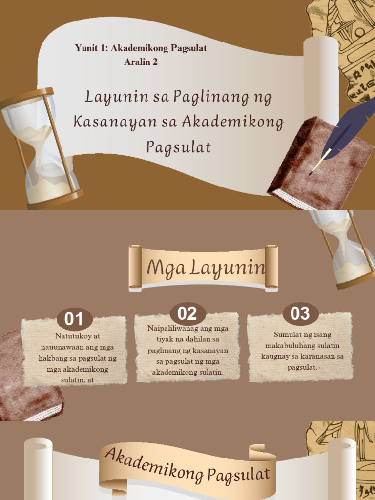 Yunit 1 Akademikong Pagsulat Aralin 2 Layunin Sa Paglinang NG Kasanayan ...
