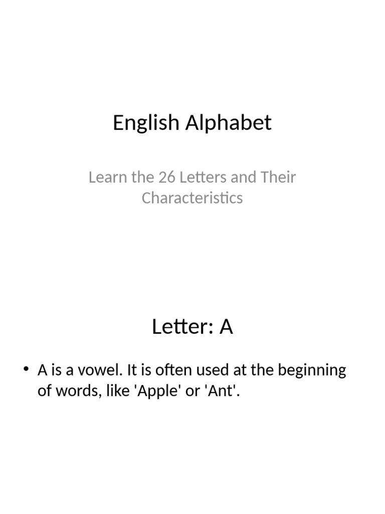 English Alphabet Characteristics | PDF | Consonant | Vowel