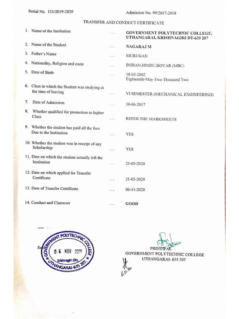 College TC&provisinal | PDF