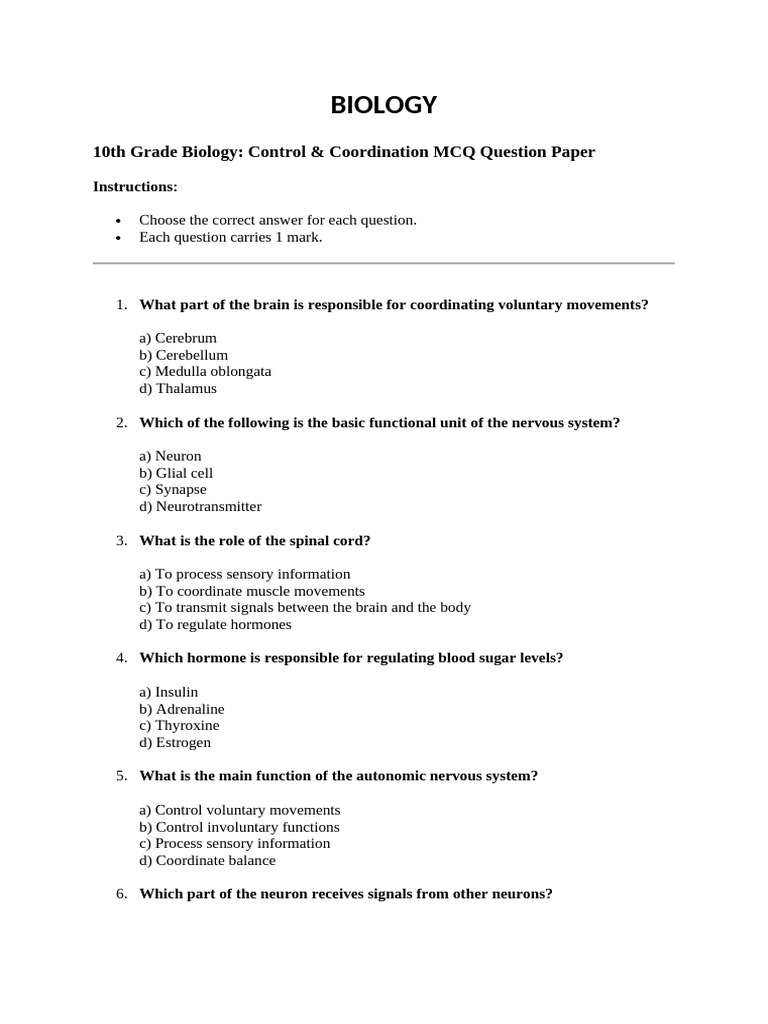 10Th Question paper | PDF | Mirror | Neuron