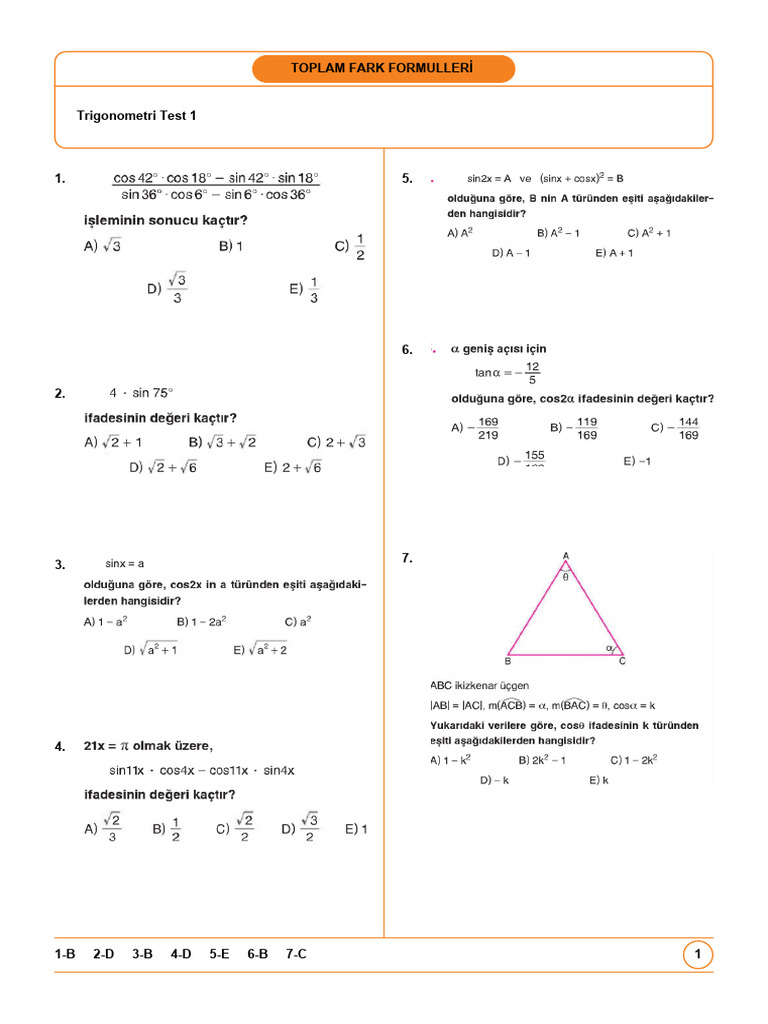 Toplam Fark Formulleri | PDF