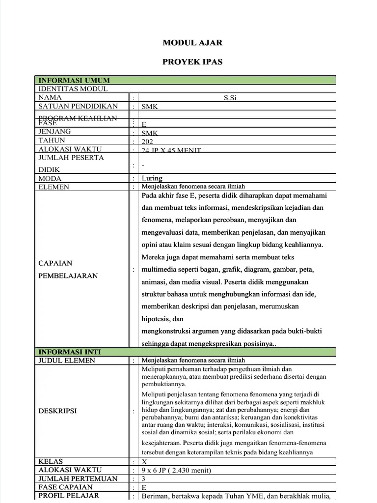 Modul Ajar Ipas Kleas X | PDF