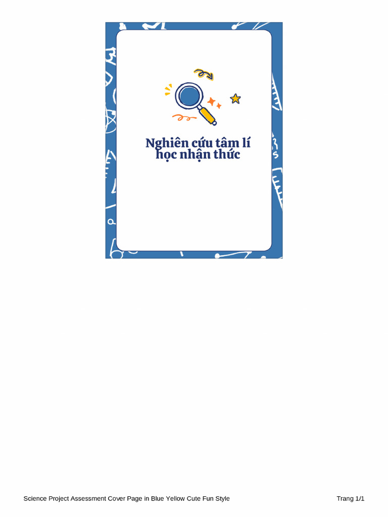 Science Project Assessment Cover Page in Blue Yellow Cute Fun Style | PDF