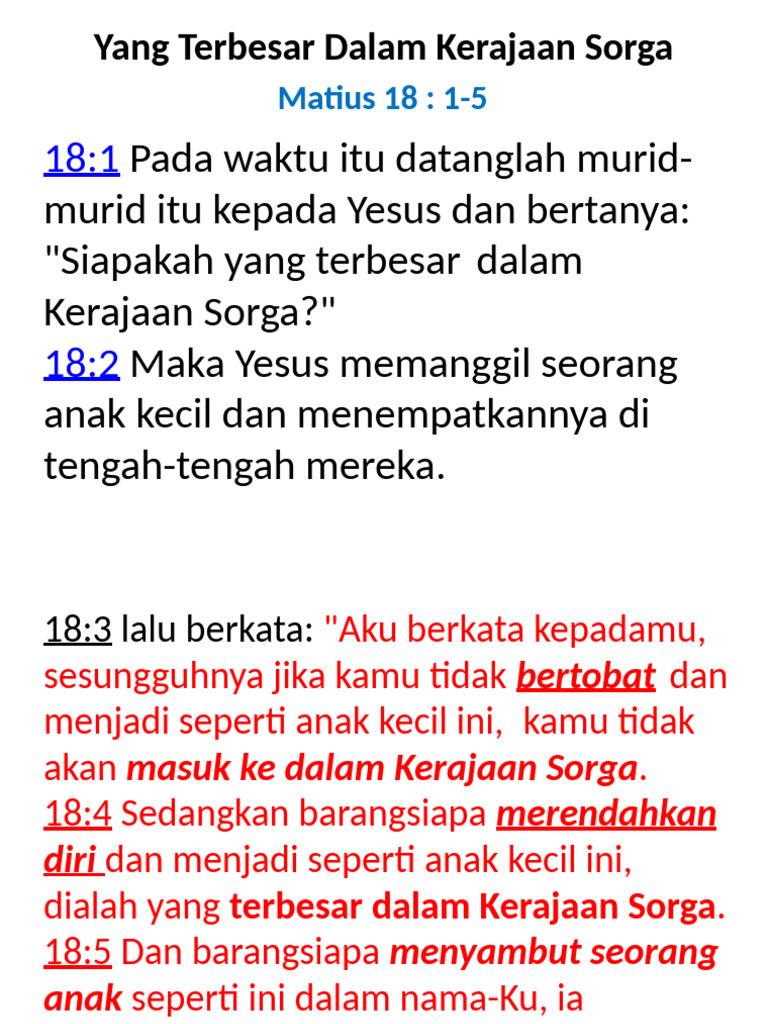 Siapa yang Terbesar di Kerajaan Sorga? | PDF