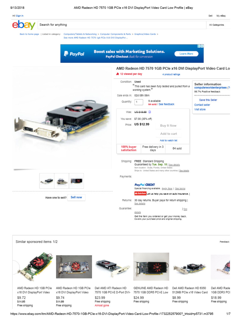 AMD Radeon HD 7570 Video Card Sale | PDF | Computing | Computer Engineering