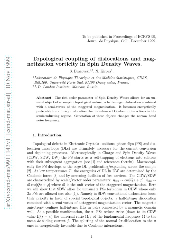 S. Brazovski and N. Kirova - Topological Coupling of Dislocations and Magnetization Vorticity in ...