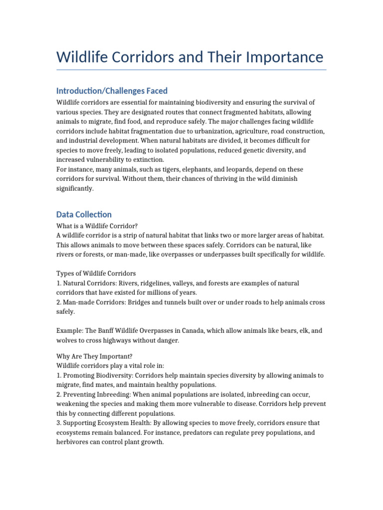 Wildlife Corridors Project | PDF | Habitat | Environmental Conservation