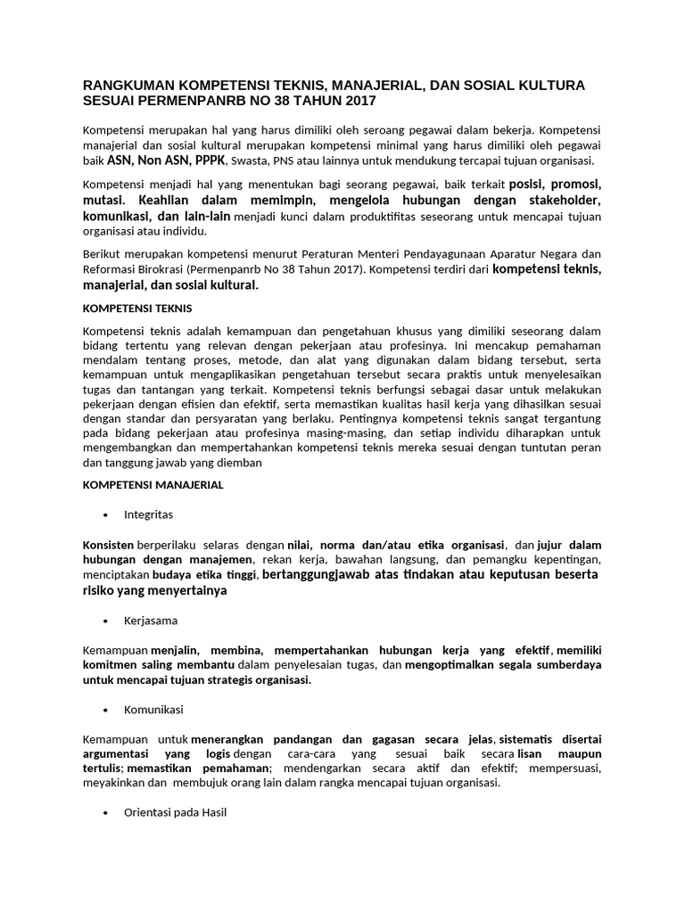 Rangkuman Kompetensi Teknis | PDF