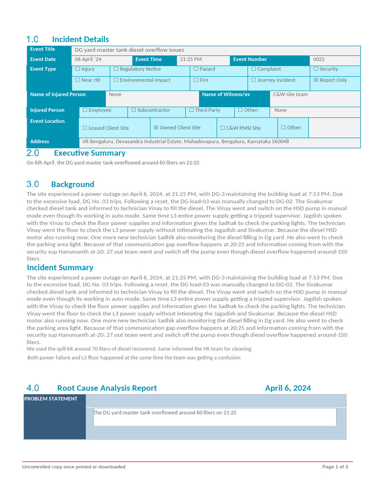 Master Tank Diesel overflow-VRB | PDF