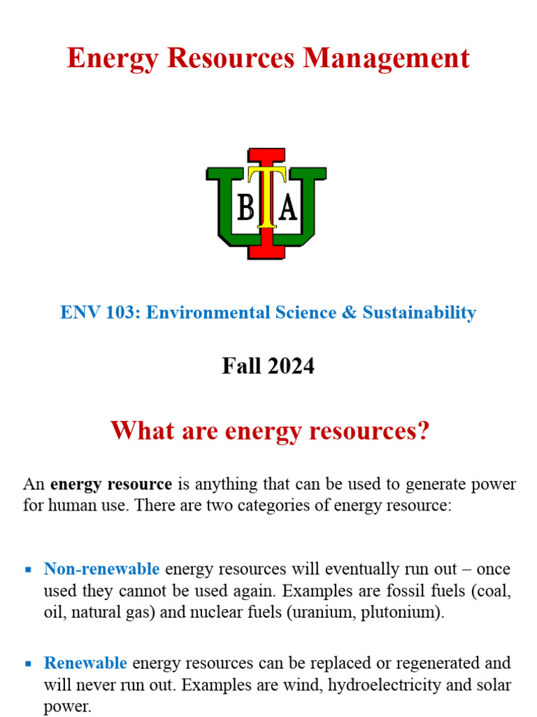 Lecture 5 Energy Resources | PDF | Energy Development | World Energy ...
