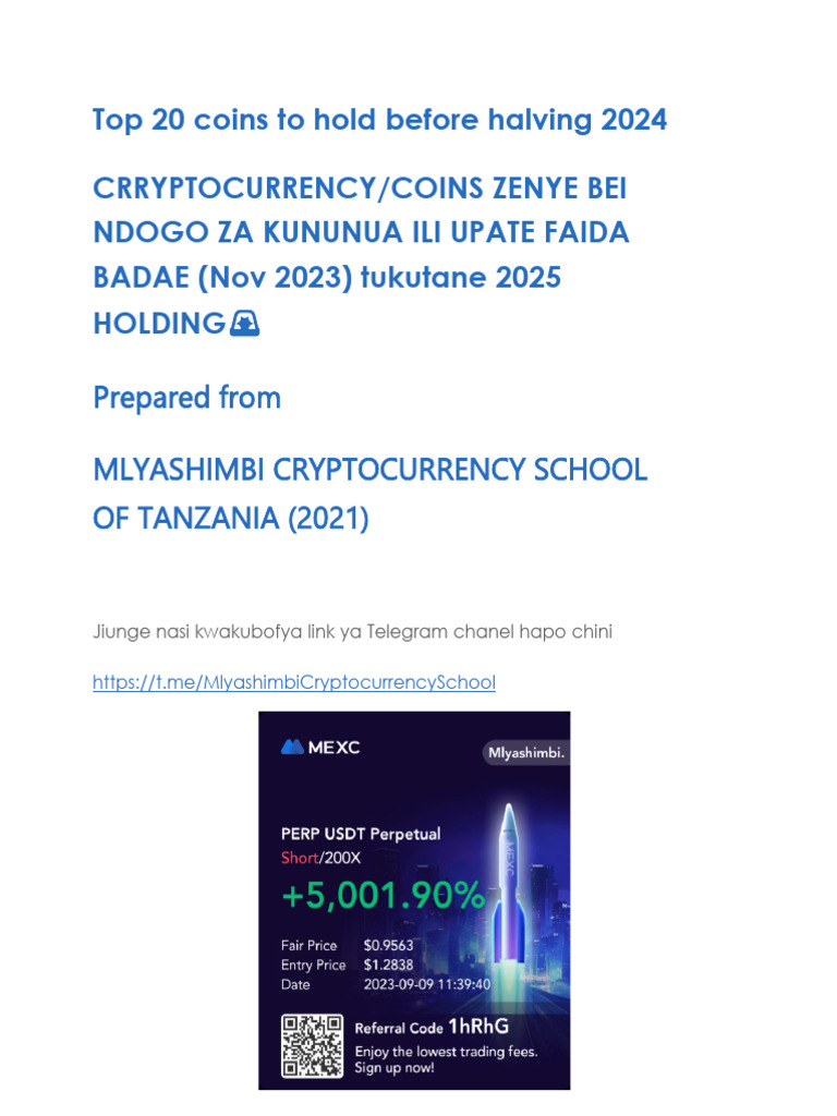 Top 20 Coins to Hold Before 2024 Halving | PDF