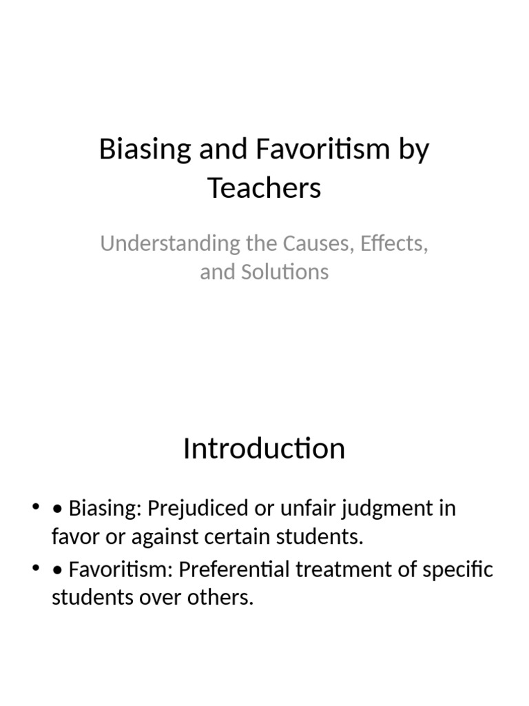 Biasing and Favoritism by Teachers | PDF