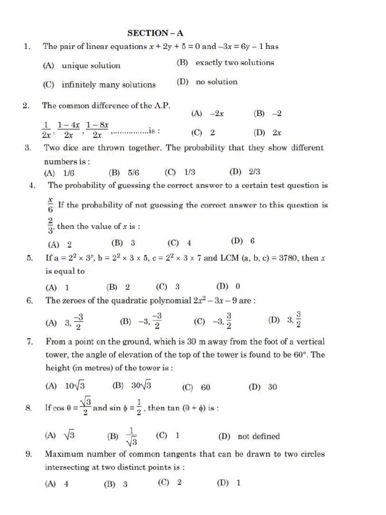 Sample Paper 6 | PDF
