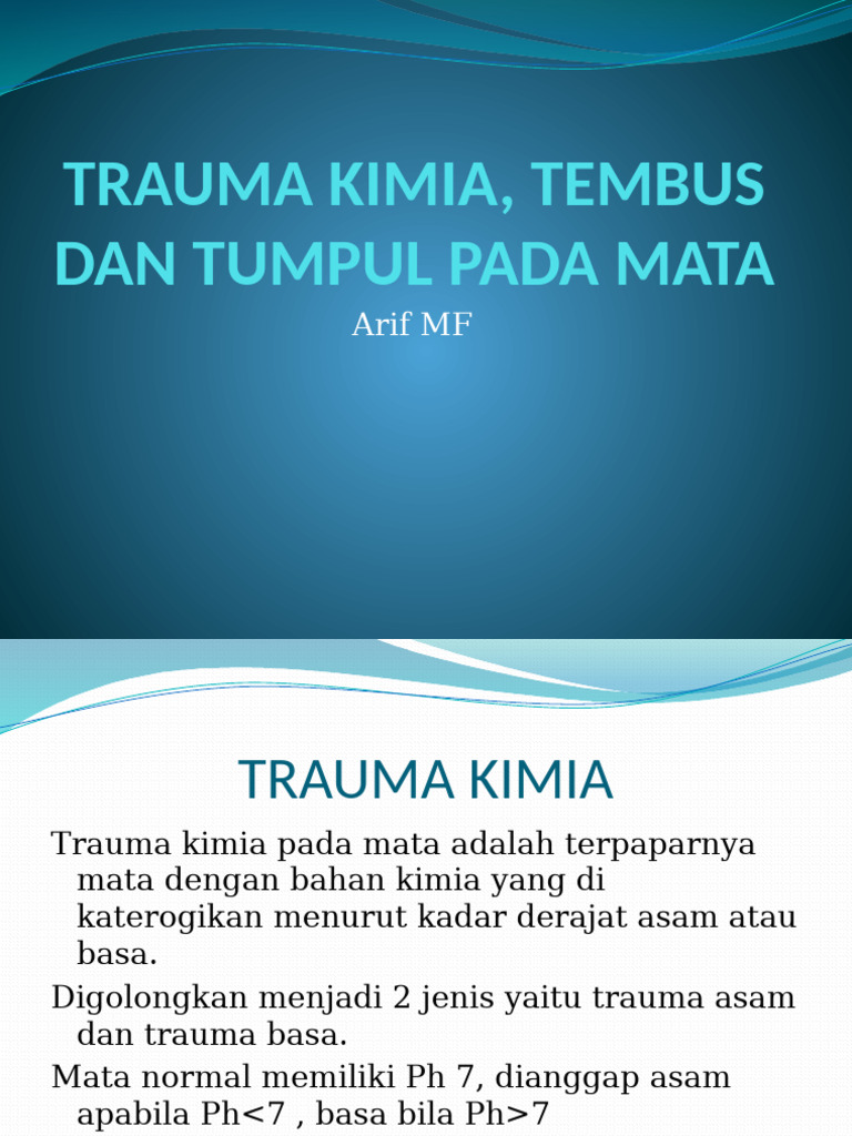 Trauma Kimia, Tembus Dan Tumpul Mata | PDF