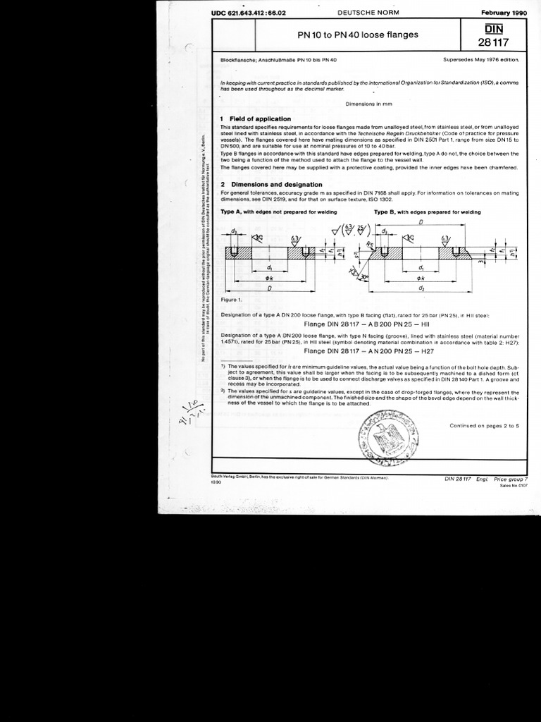 DIN 28117 PN10,40 Loose Flanges | PDF