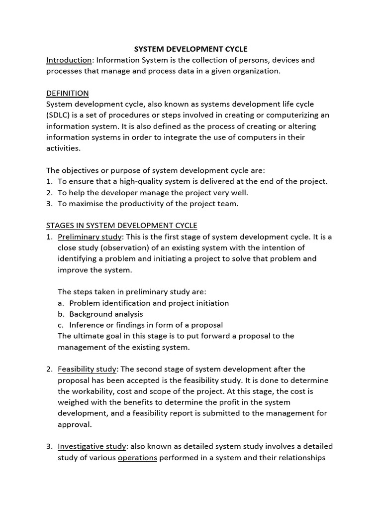 Class Note SYSTEM DEVELOPMENT CYCLE | PDF | Software Development Process | Computing
