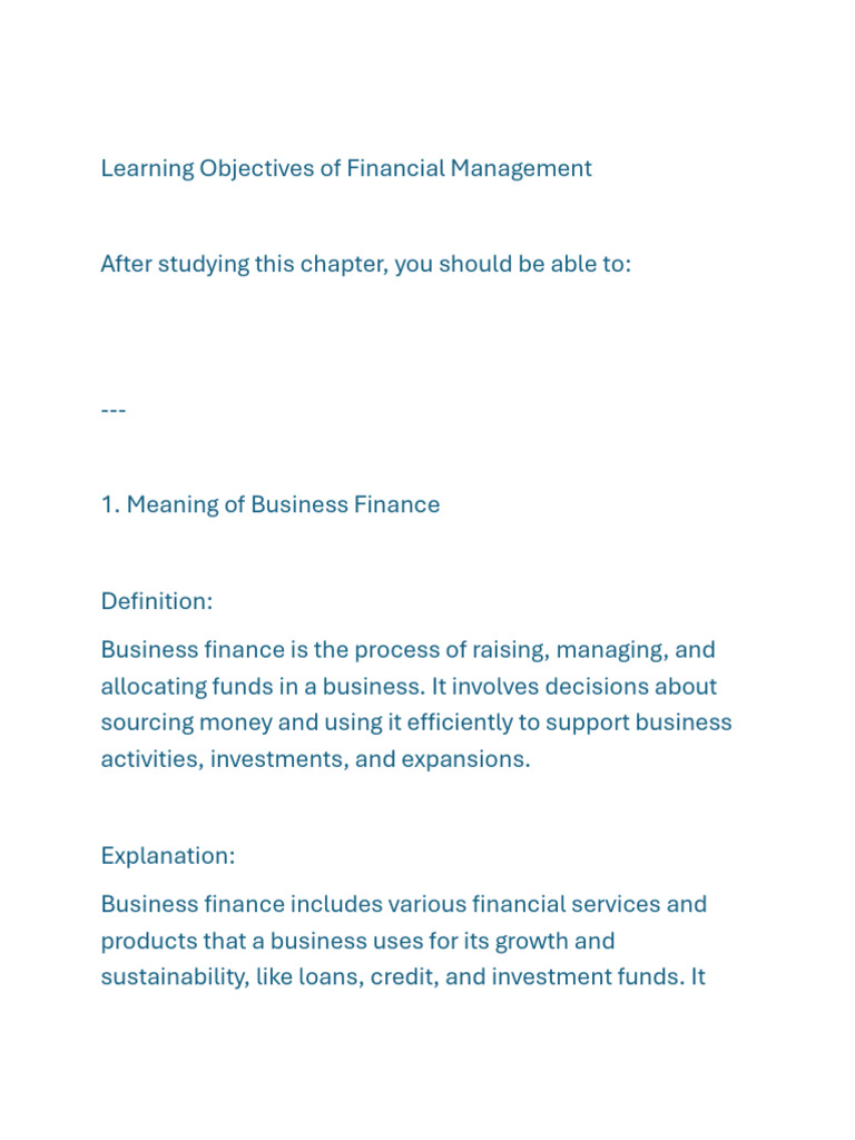 Financial Management in Business Finance | PDF | Capital Structure ...