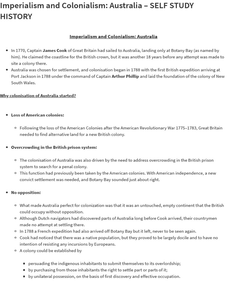 Colonization of Australia: History Overview | PDF | New Guinea | New ...