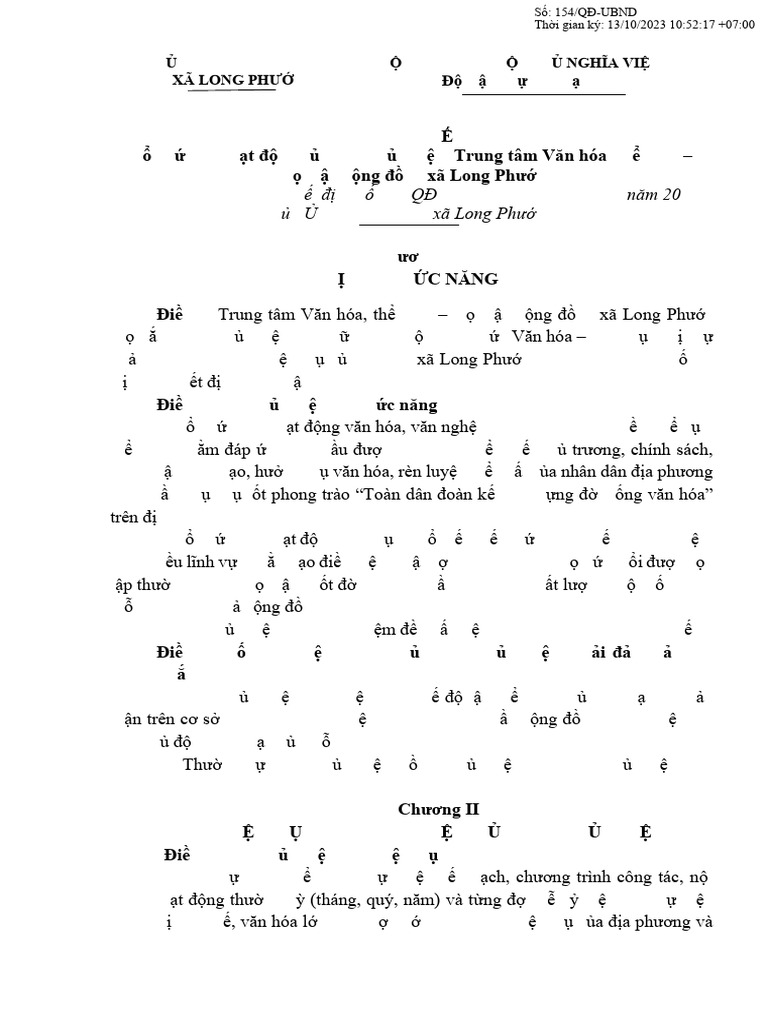 Quy Che Ban Chu Nhiem TT Van Hoa Xa Long Phuoc | PDF