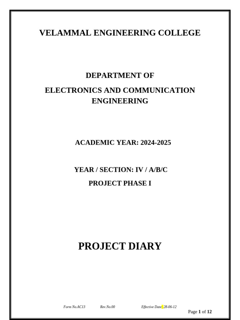 2024-2025 - Ece Project Diary - Phase I | PDF