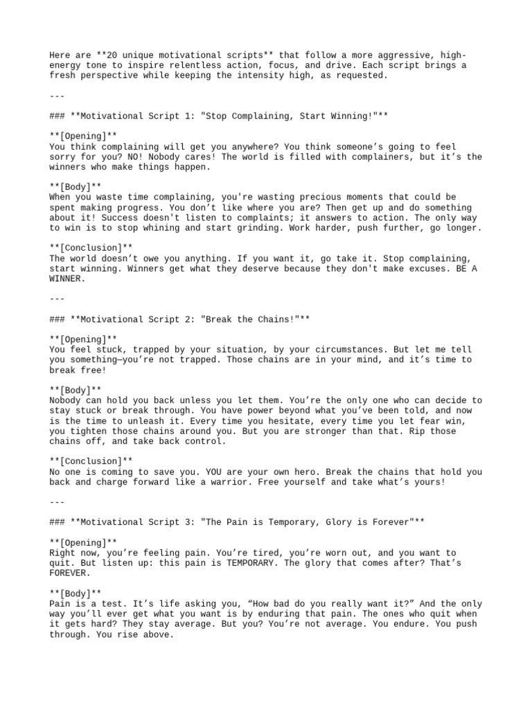 Motivational Scriots | PDF | Mindset | Motivation