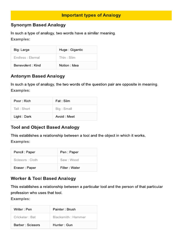 Analogy Examples | PDF