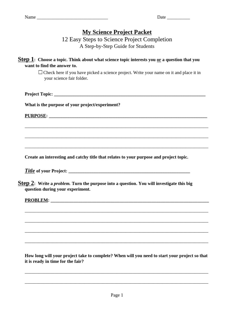 Science Project Guide for Students | PDF | Hypothesis | Experiment