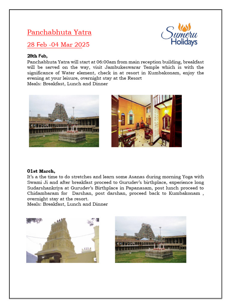 Panchabhuta Tour (Shivratri 2025) | PDF | Indian Religions | Hindu Gods