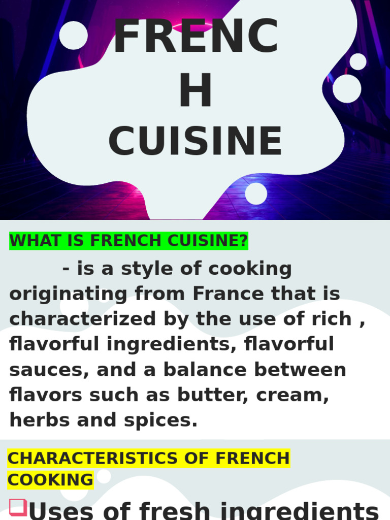 Characteristics of French Cuisine | PDF