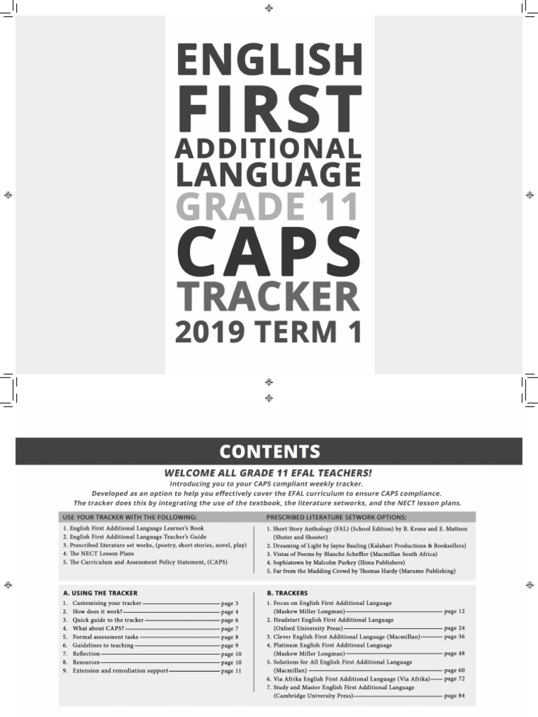 Grade 11 English CAPS Tracker 2019 | PDF | English Language | Lesson Plan