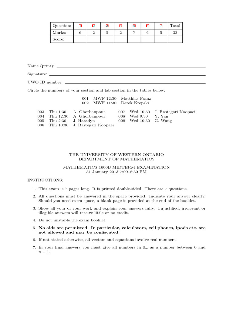 midterm1_practice | PDF | System Of Linear Equations | Mathematical Analysis