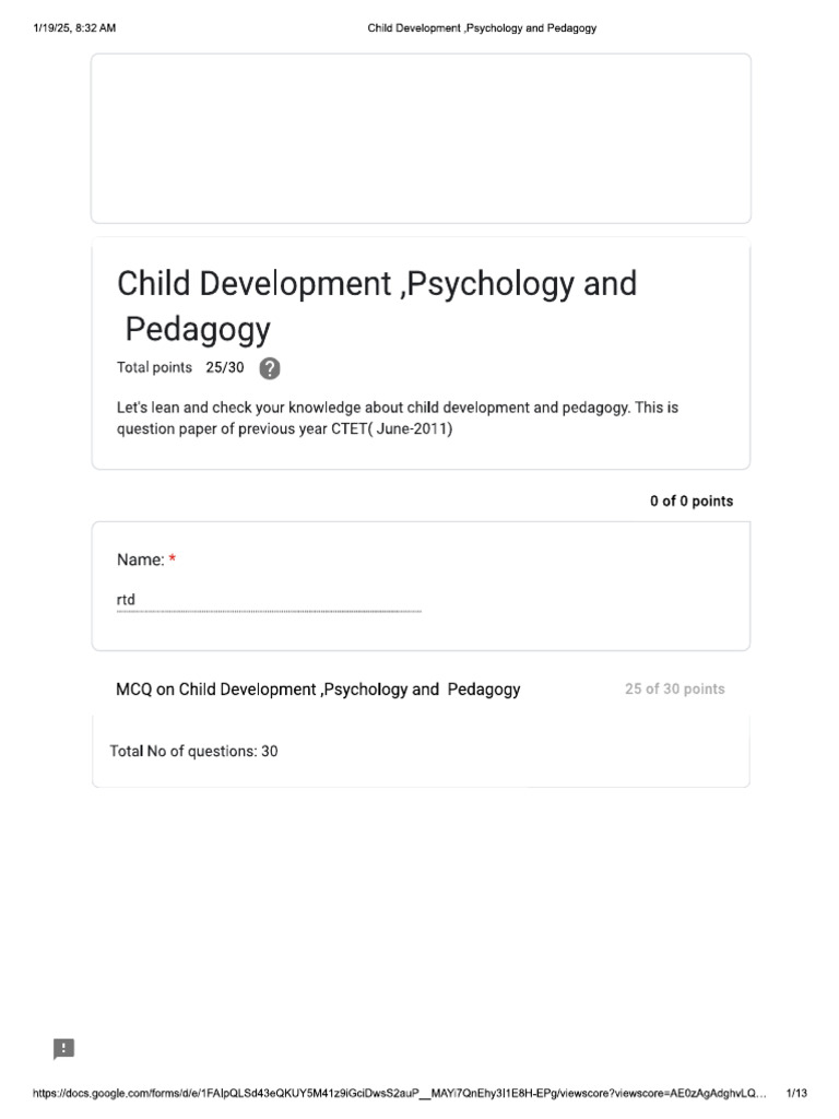Child Development ,Psychology and Pedagogy | PDF