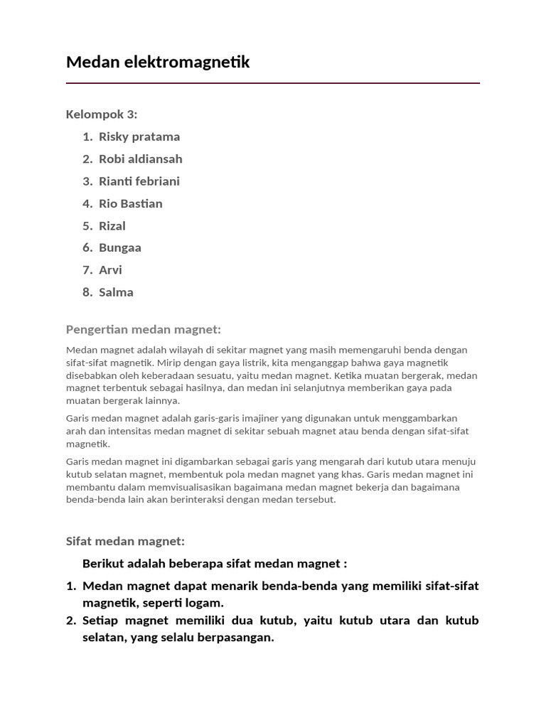 Sifat dan Contoh Medan Magnet | PDF
