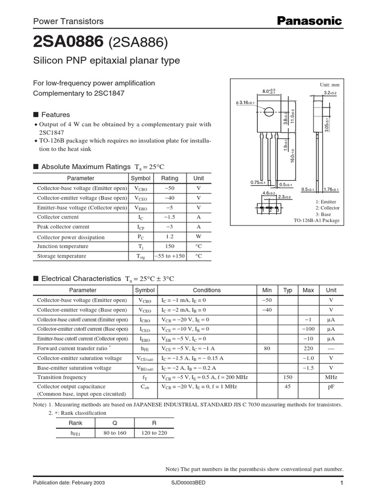 SJD00003BED | PDF | Bipolar Junction Transistor | Reliability Engineering