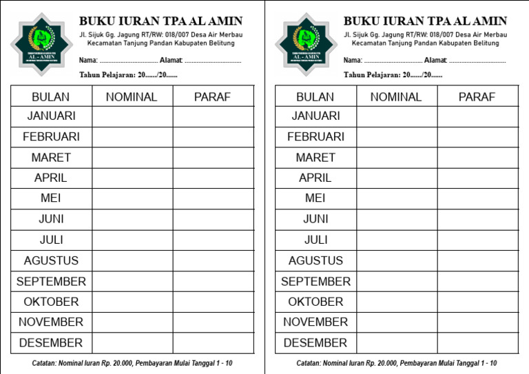 Buku Iuran Tpa | PDF