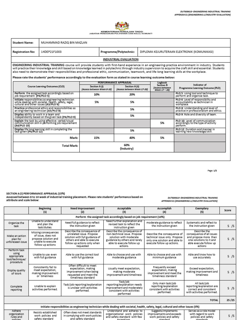 Appendix E1-Industrial Assessment - 17mei2022 | PDF | Procedural Knowledge | Policy