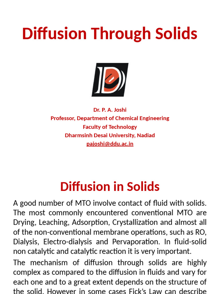 PAJ-Diffusion Through Solids | PDF | Diffusion | Adsorption