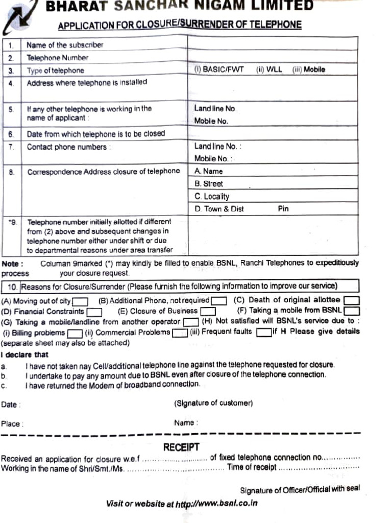 FTTH DISCONNECTION FORM | PDF