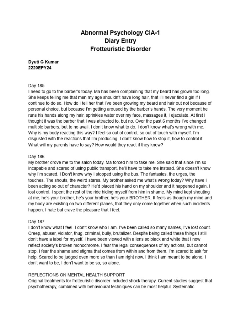 Abnormal Psychology CIA-1 | PDF | Shame | Mind