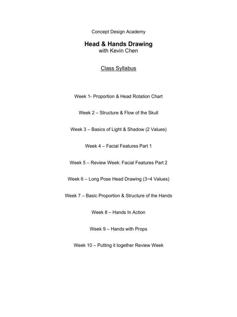 Head & Hands Drawing Syllabus | PDF