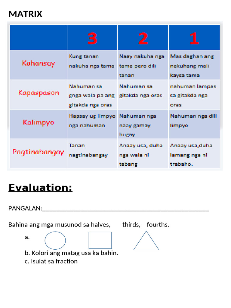 MATRIX & Evaluation | PDF