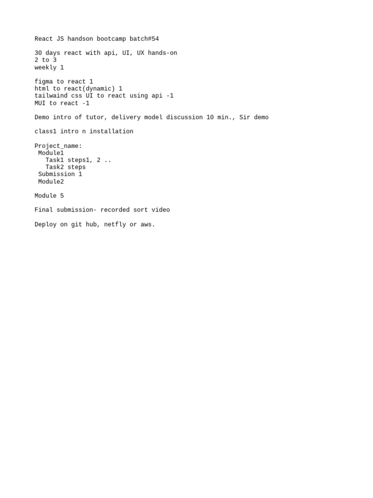 React JS Handson Bootcamp Batch#54 | PDF