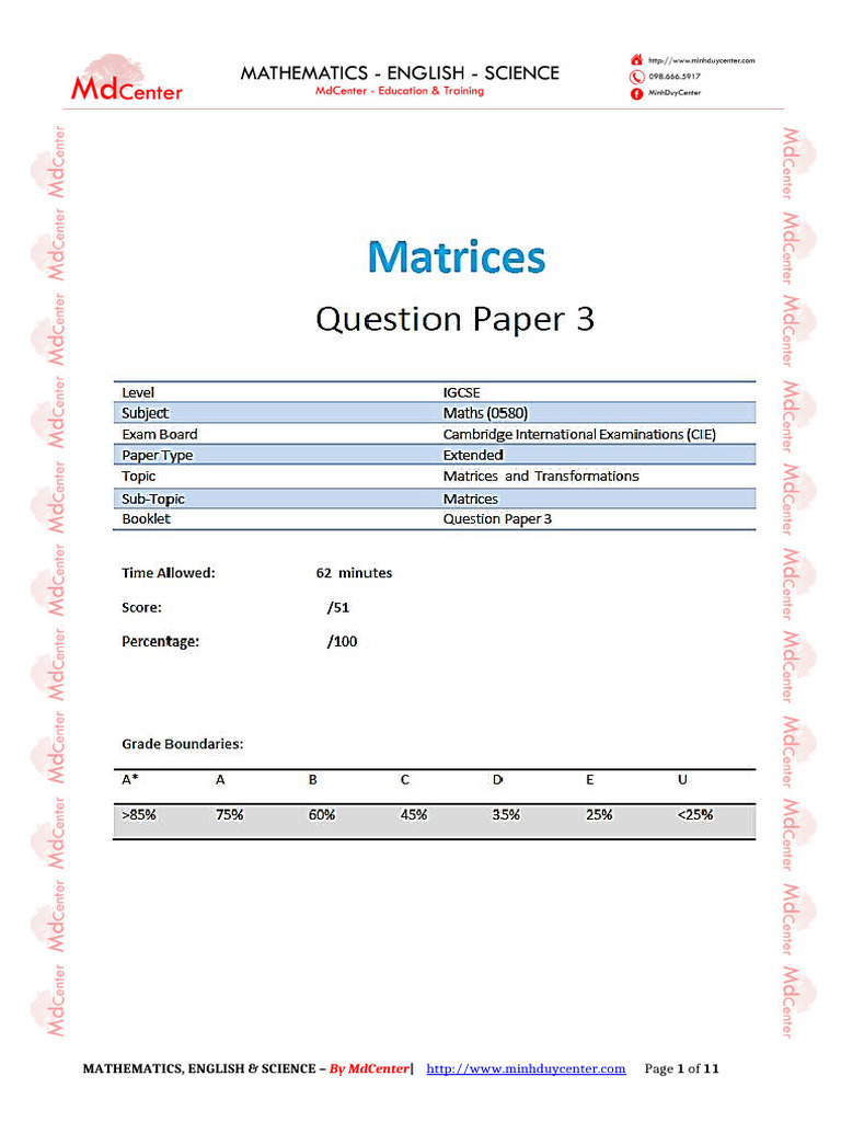 IGCSE_M_matrices (1) | PDF