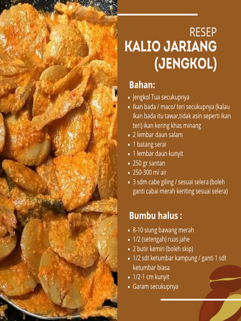 Resep Kalio Jariang (Jengkol) | PDF