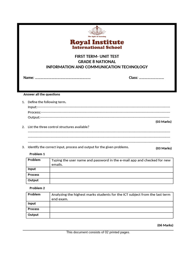 Unit Test - 7 | PDF | Computing