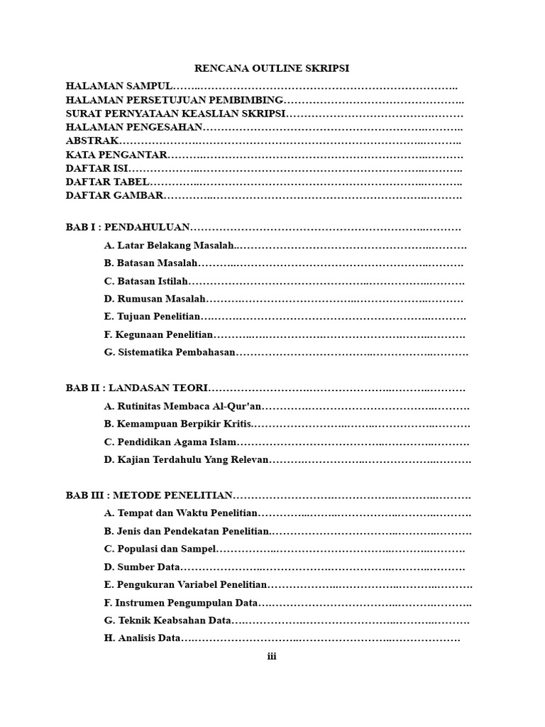 Daftar Isi Proposal | PDF