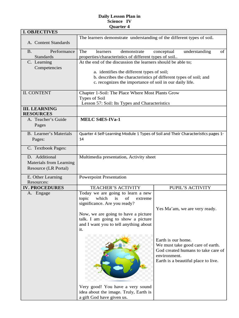 Types of Soil Lesson Plan for Grade 2 | PDF | Soil | Clay