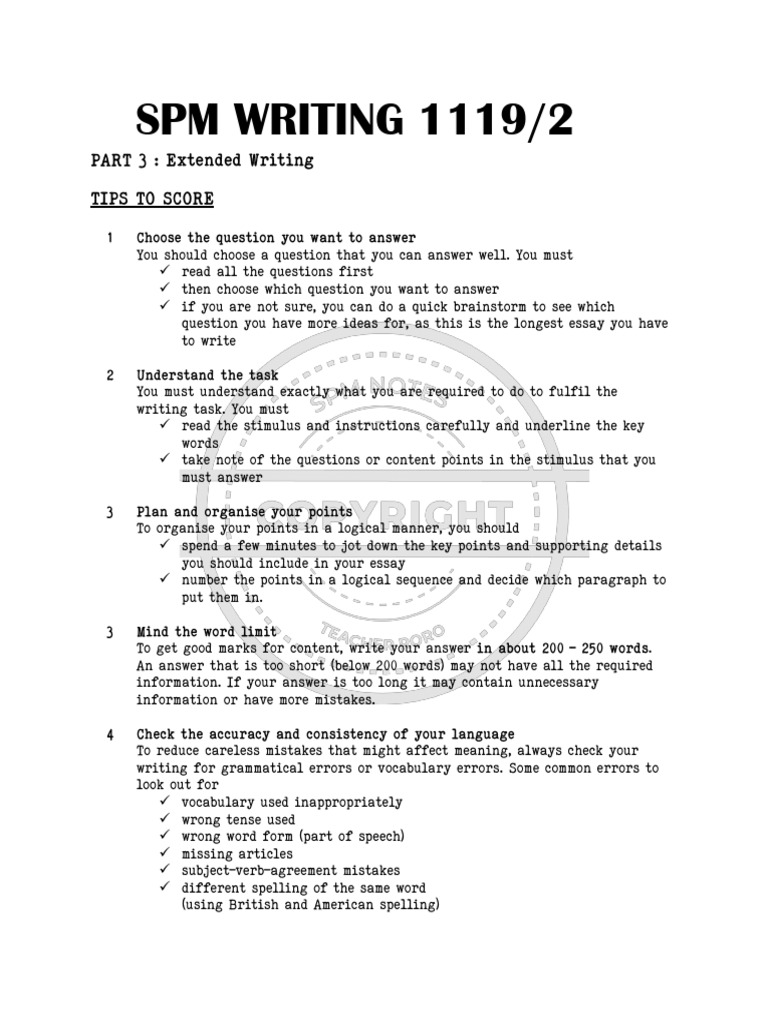 SPM WRITING 11192 - Extended Writing | PDF | Essays | Reason