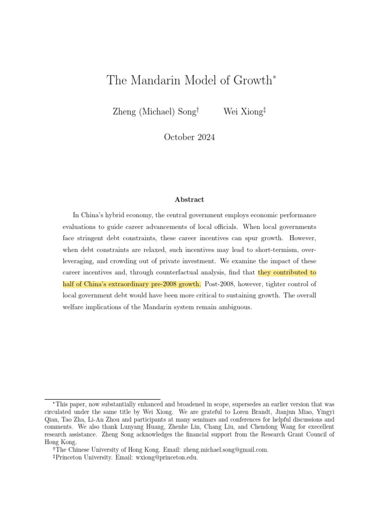 The Mandarin Model of Growth | PDF | Bonds (Finance) | Interest