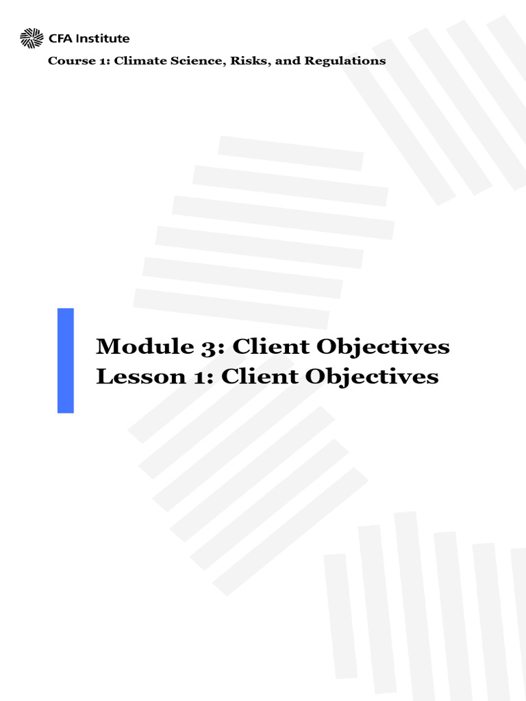 1.6 Module 3 Lesson 1 Client Objectives Reading Packet | PDF | Fiduciary | Climate Change Mitigation